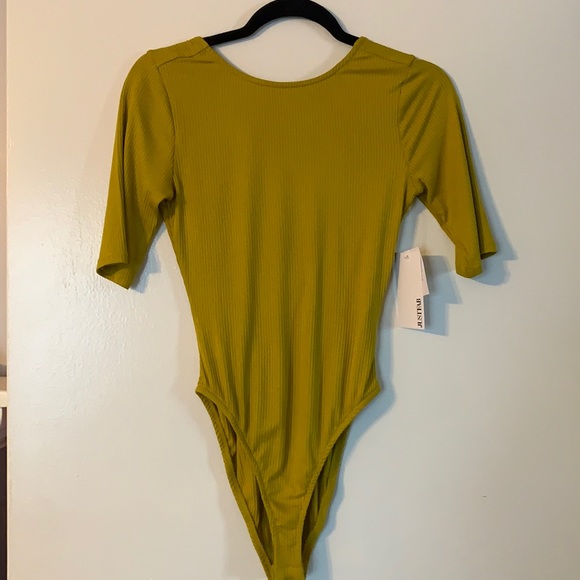 JustFab | Tops | Just Fab Low Back Olive Green Bodysuit | Poshmark